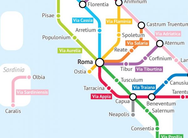 Ancient Rome’s Road Network Illustrated in the Form of Colored Subway ...