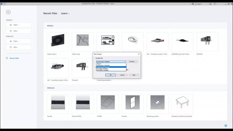 Architecture, MEP and Structural templates in Revit Arch2O