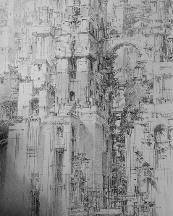 15 Magnificent Sci-Fi Pen Drawings Imagine Futuristic Cities - Arch2O.com